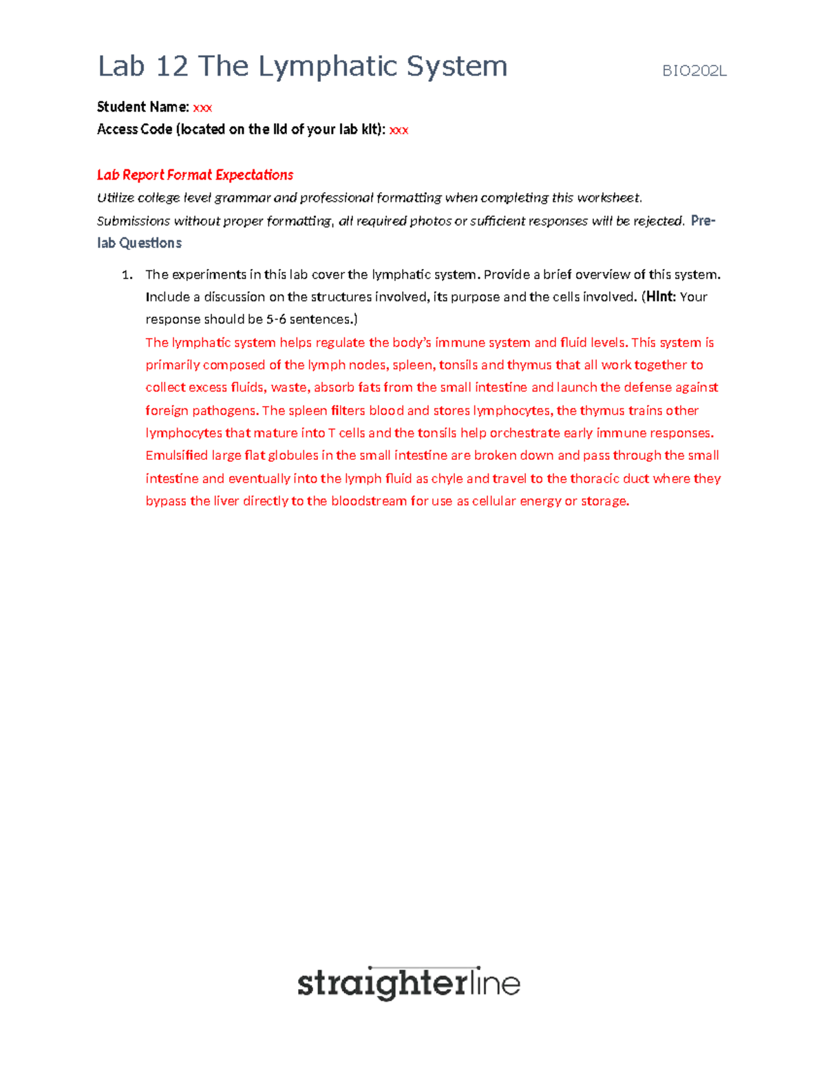 Lab 12: Exploring the Lymphatic System - BIO202L Report - Studocu