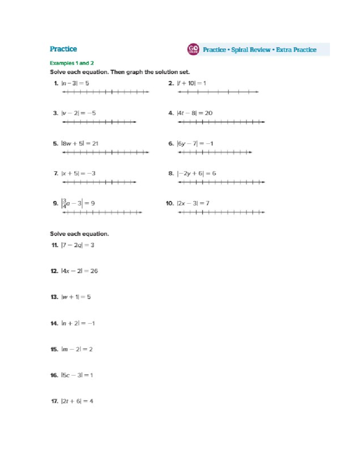 Absolute Value Equations Practice - Math 101 Review - Studocu