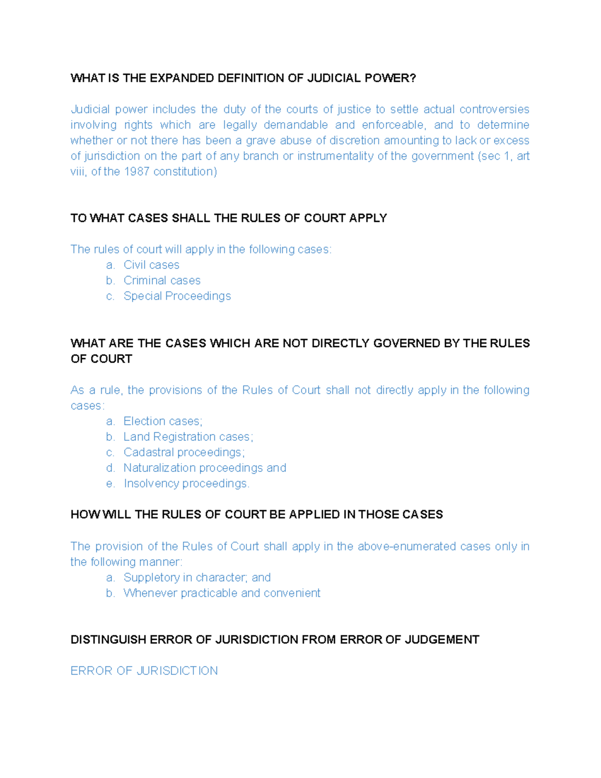 Criminal Law Lecture Notes: Expanded Definition of Judicial Power - Studocu