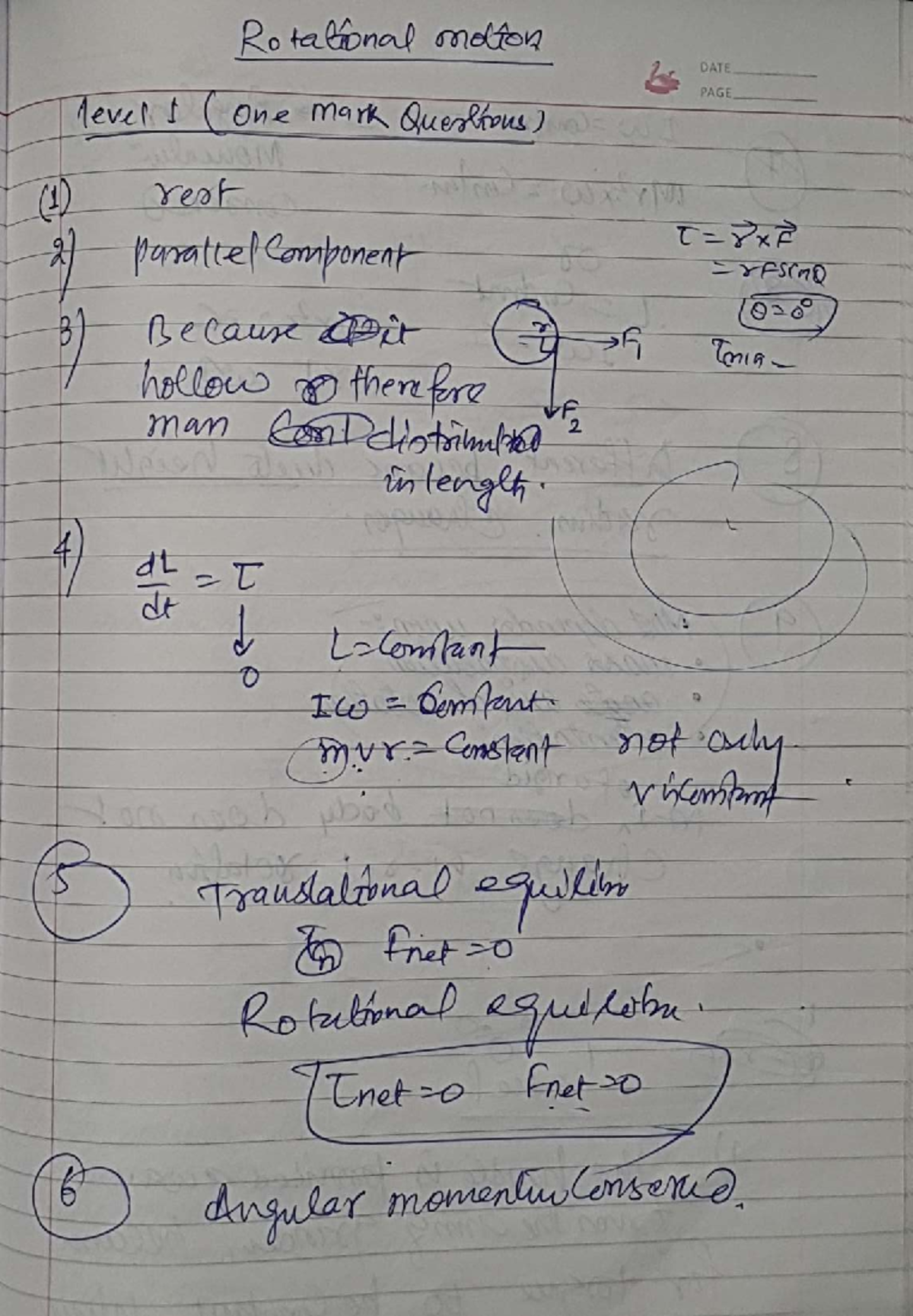 Rotational Motion Assignment (Level I) - Solutions and Key Concepts ...