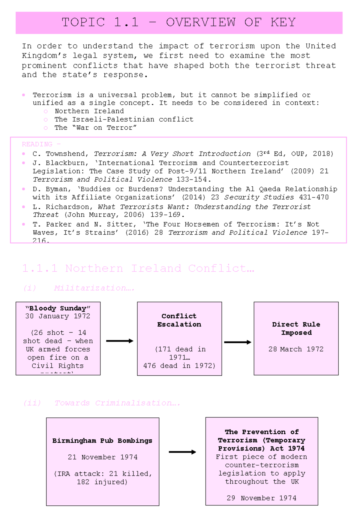 Terrorism notes bundle - In order to understand the impact of terrorism ...