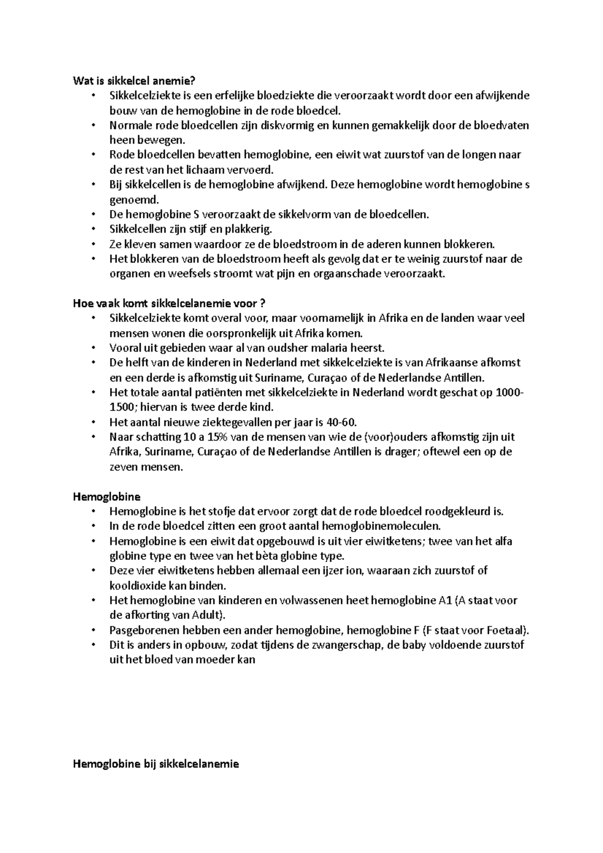 103 Presentatie Sikkelcelanemie: Begrippen en Behandelingen - Studeersnel