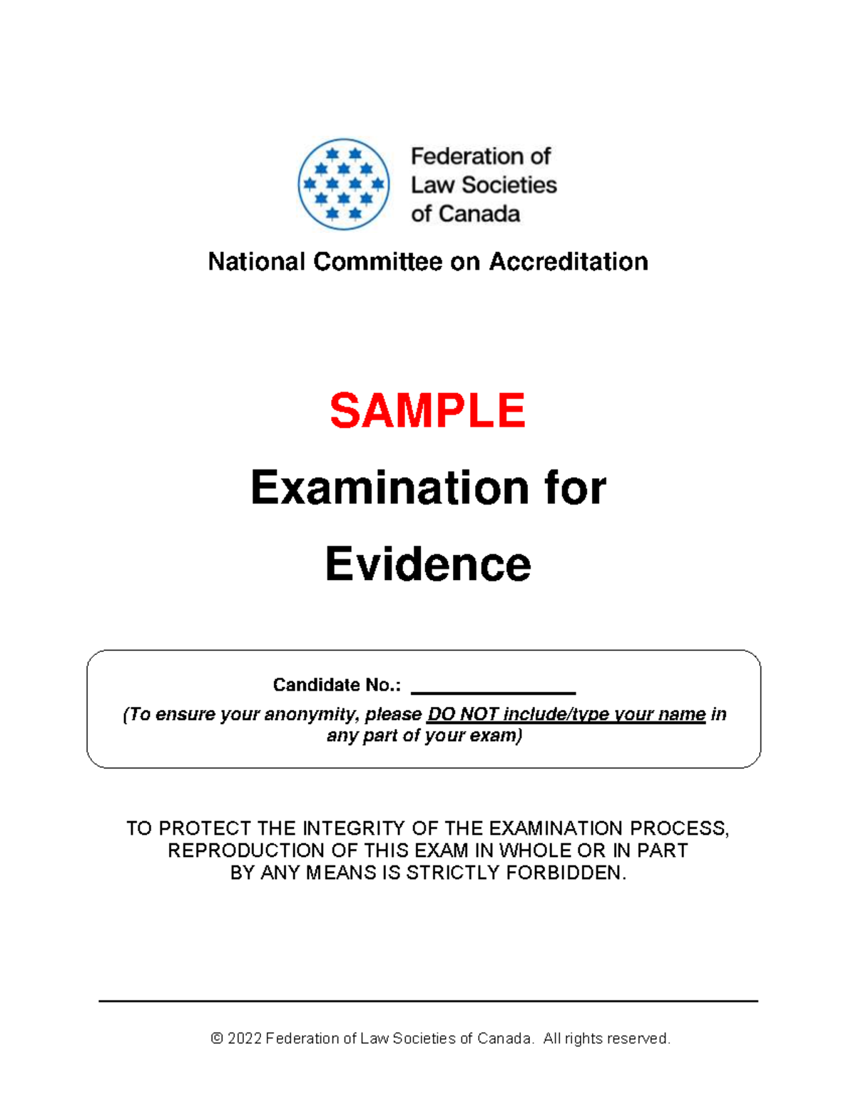 Evidence Sample Exam 1 - NCA Examination Guidelines and Case Analysis ...