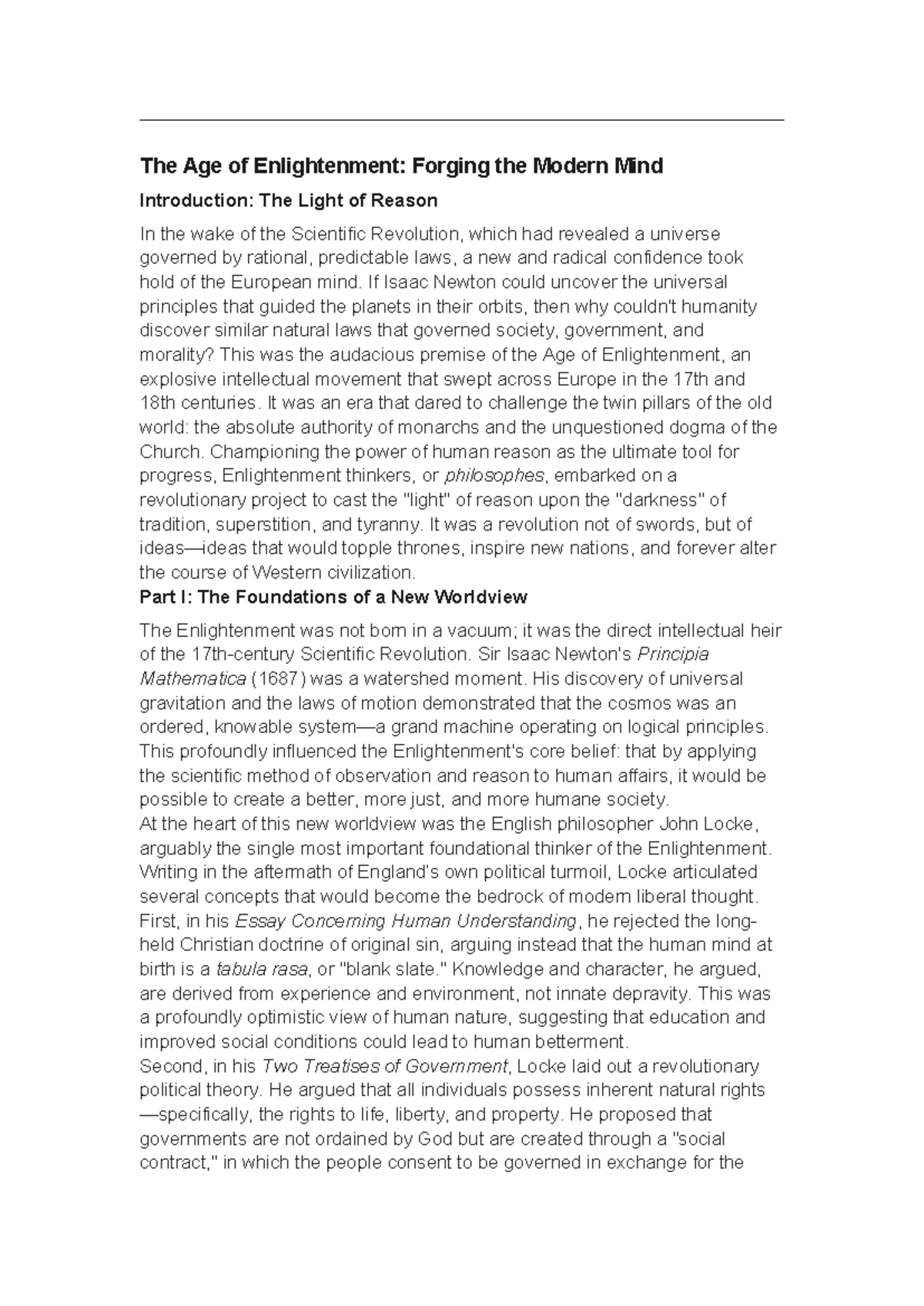 ENGL 101: The Age of Enlightenment - Foundations of Modern Thought ...