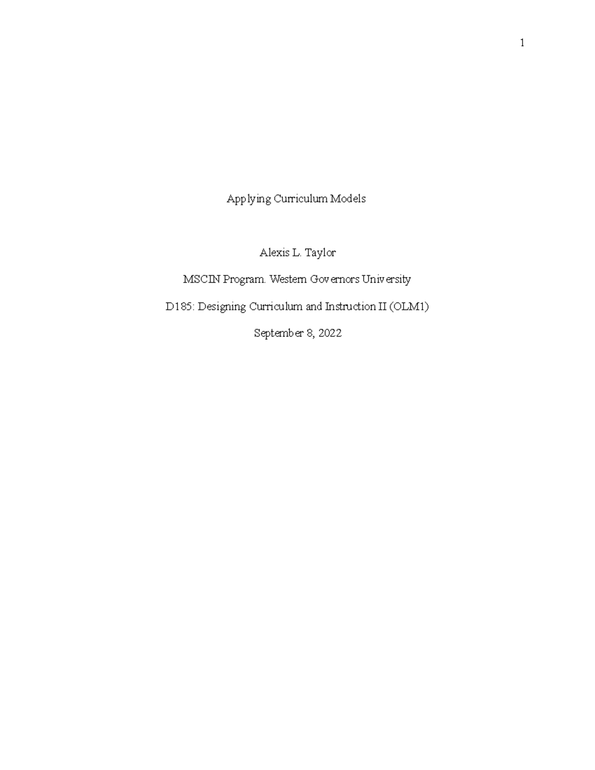 Task 1 - In this task I took the key components of the UDL curriculum ...