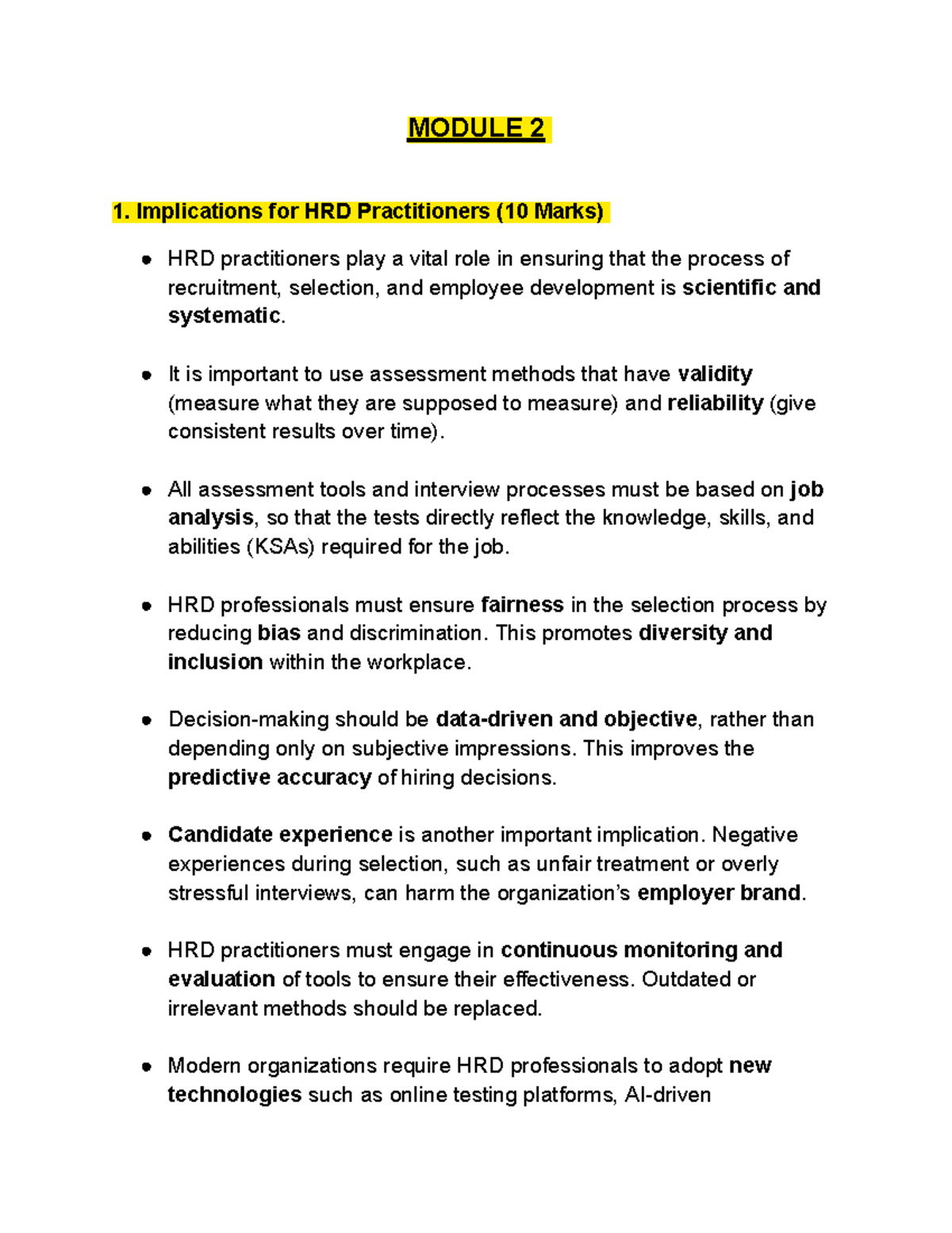 HRD 101: Implications, Measurement, and Interview Types in HRD - Studocu