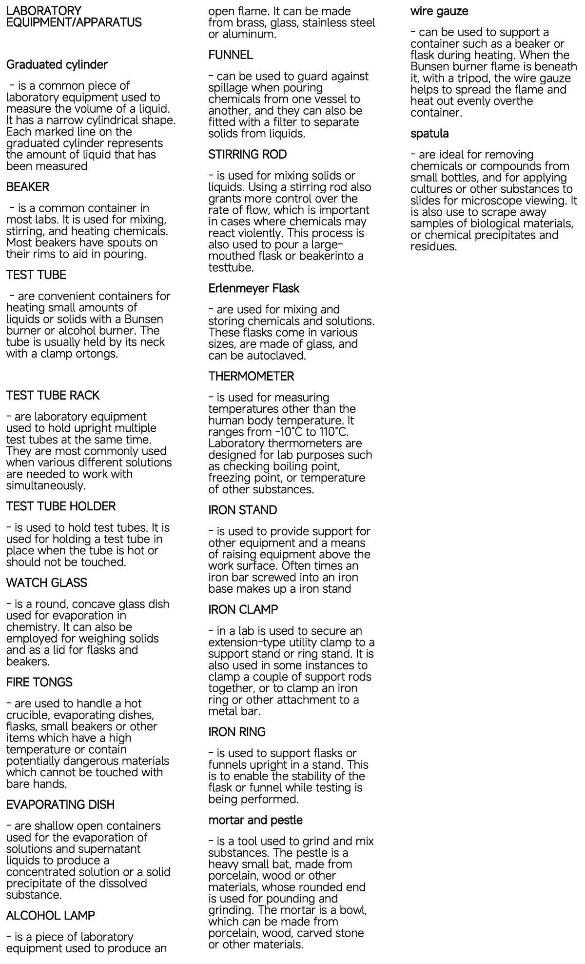 Biochem Lab Equipment Overview - Essential Tools for Experiments - Studocu