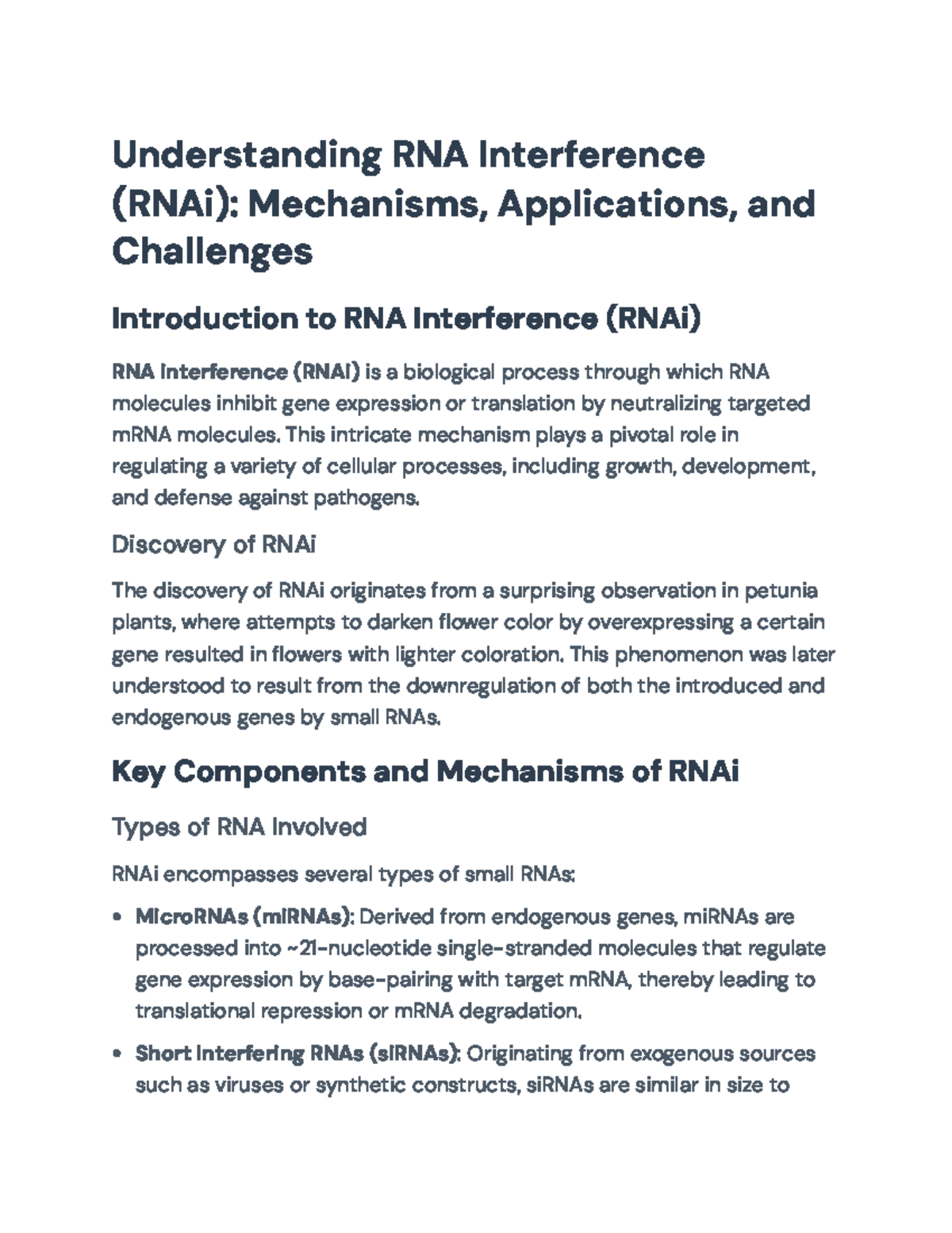 RNA Interference (RNAi): Mechanisms, Applications, and Challenges ...