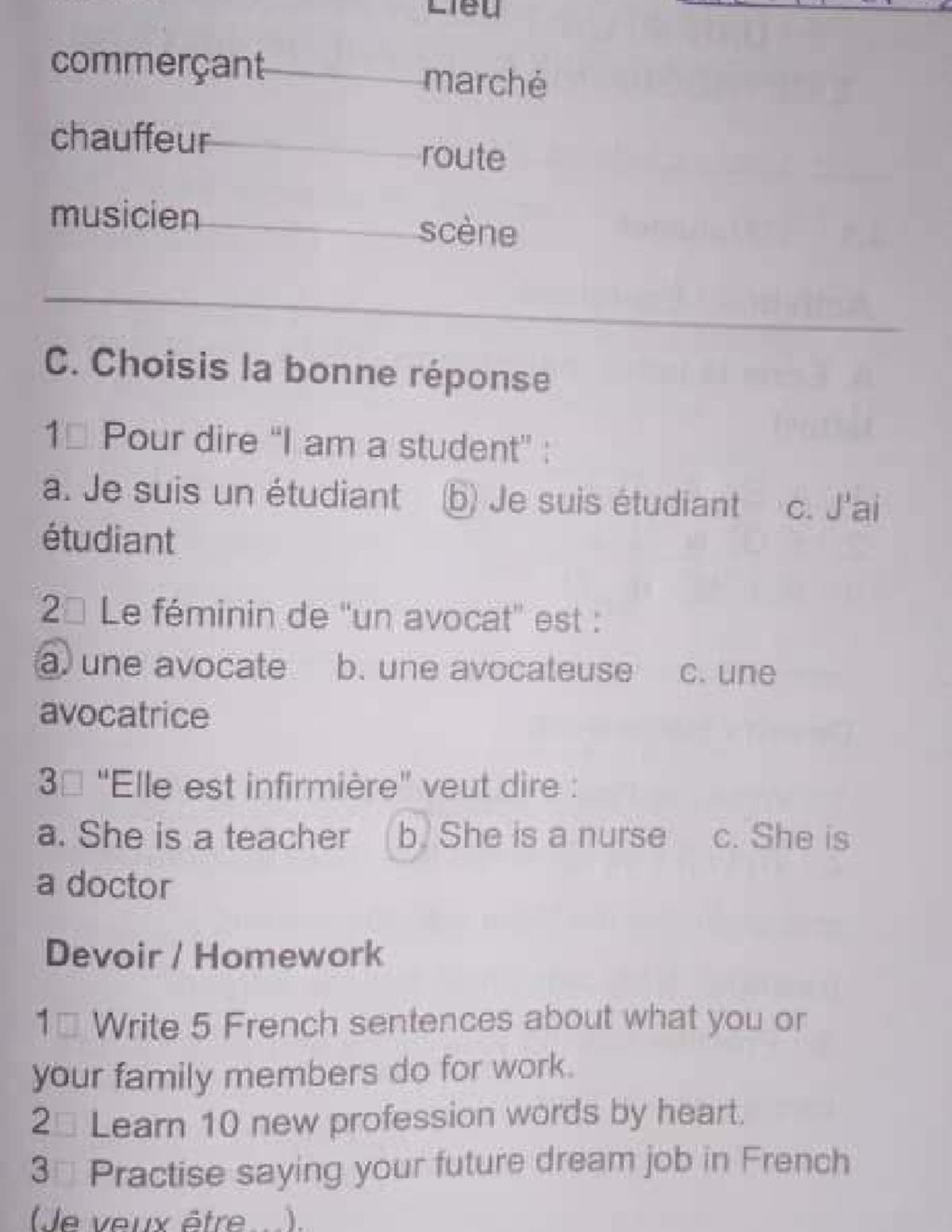 French Manual Exercises: Unit 4 - Professions & Seasons (Pg 21-30 ...