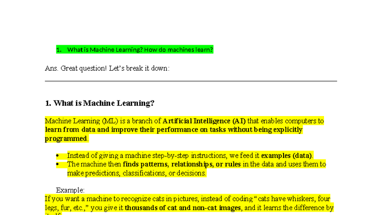 Ml Notes Understanding Machine Learning Concepts And Applications