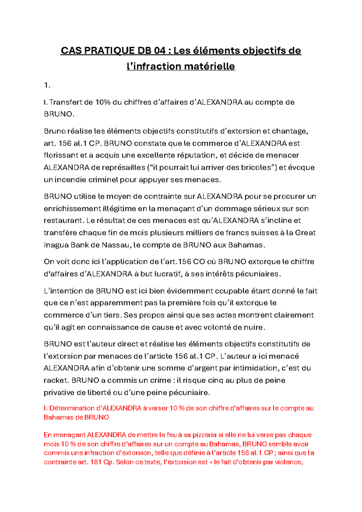 CAS PRATIQUE DB04 : Analyse des Éléments Objectifs de Matériel - Studocu