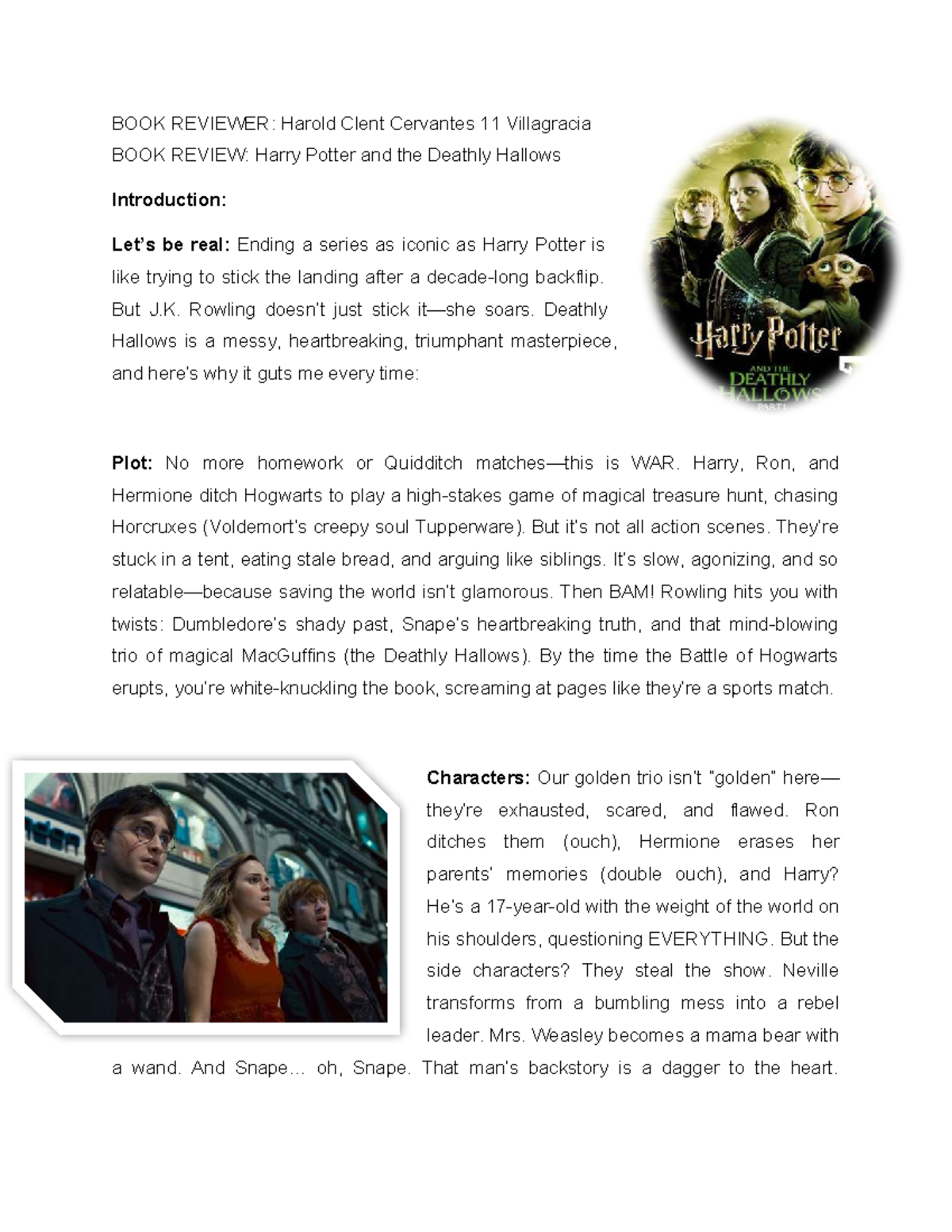 BOOK REVIEW: Harry Potter and the Deathly Hallows Analysis - Studocu