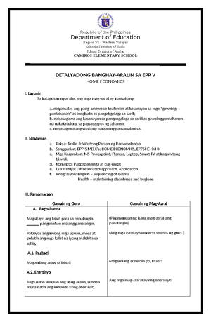 COT Lesson PLAN- EPP5 Industrial ARTS - Republic of the Philippines ...