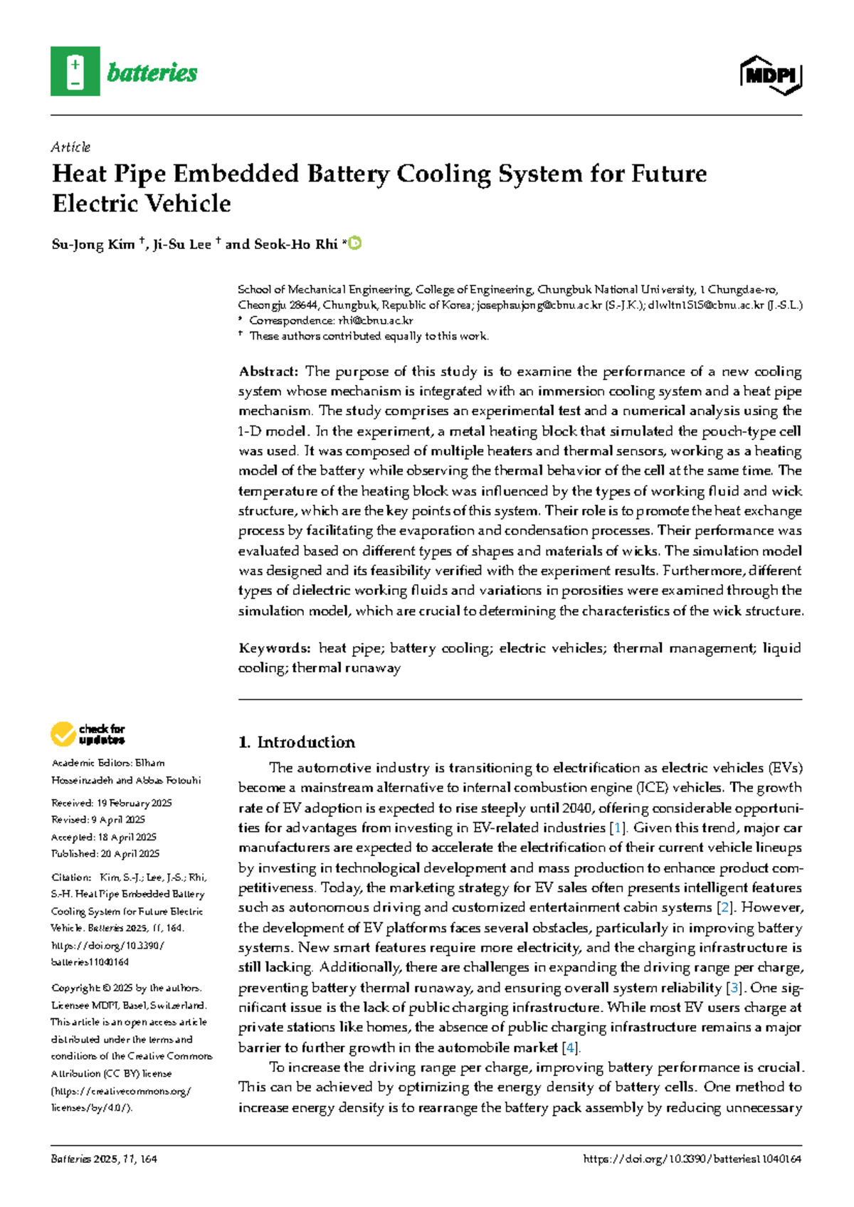 Heat Pipe Embedded Battery Cooling System for Future EVs (ME 2025 ...