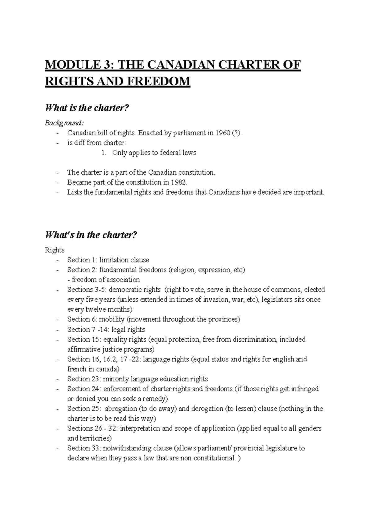 Module 3: Understanding the Canadian Charter of Rights and Freedoms ...