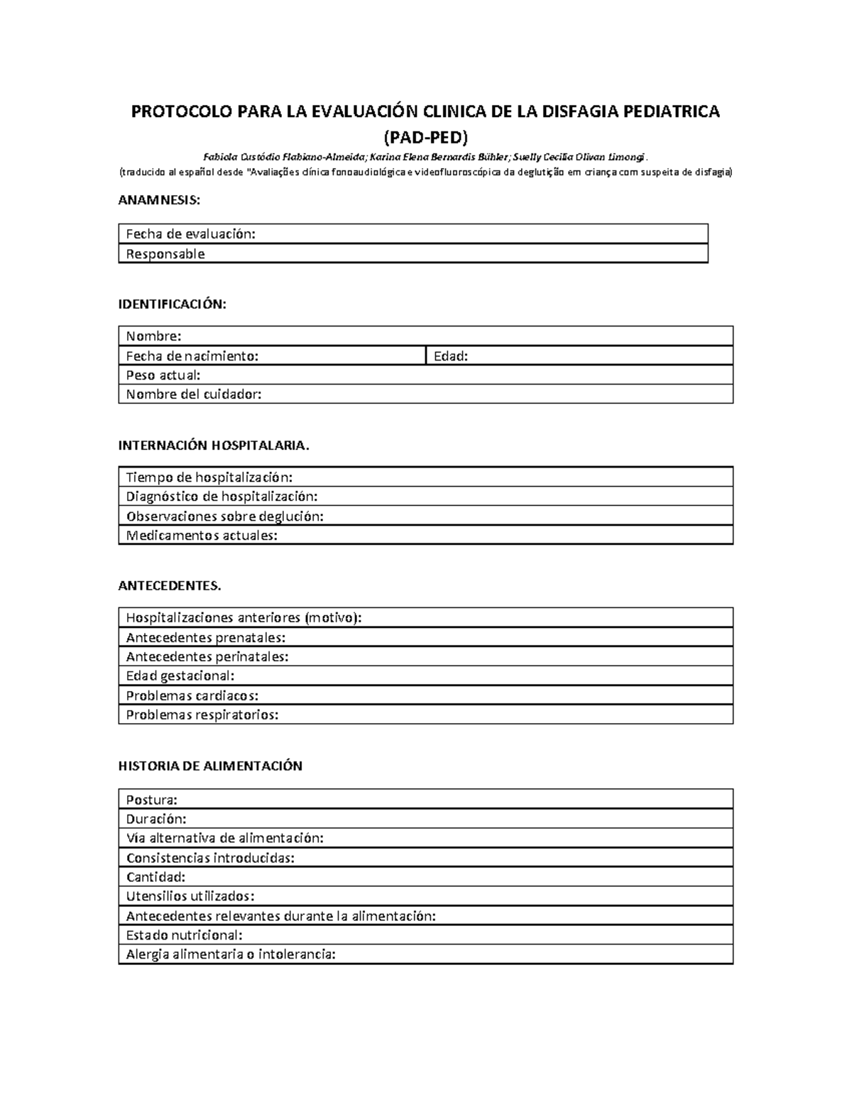 Protocolo de Evaluación Clínica de Disfagia Pediátrica (PAD-PED) - Studocu