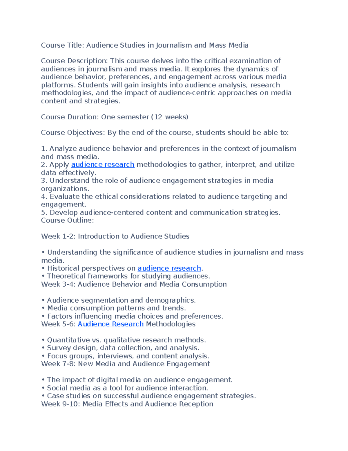 MJL5107: Audience Studies in Journalism & Mass Media Notes - Studocu