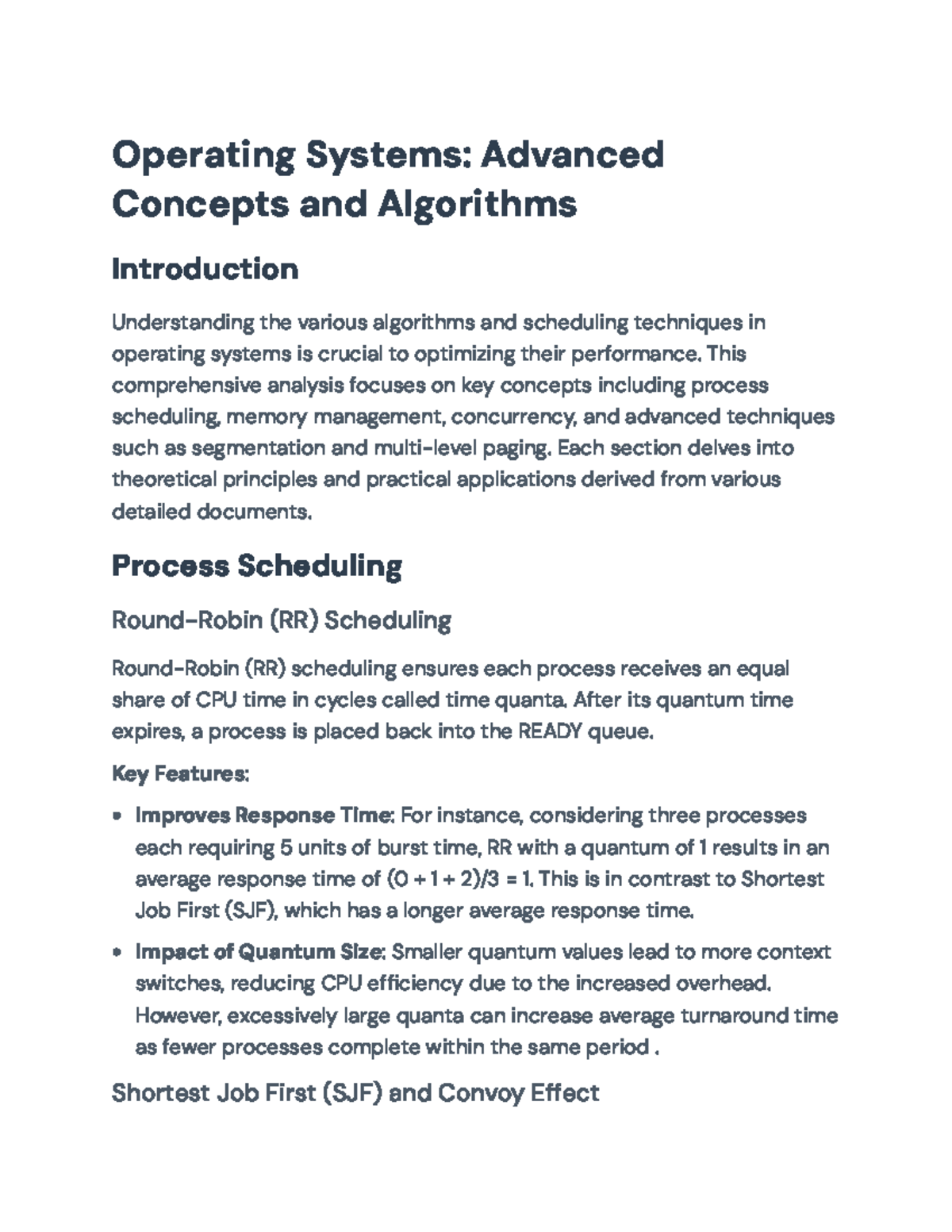 Advanced Algorithms and Concepts in Operating Systems (CS101 ...