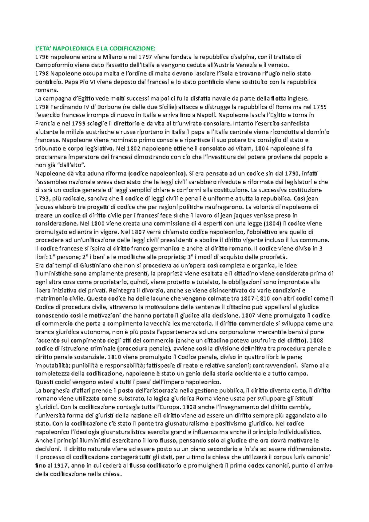 SDMM8 - appunti di lezione - L’ETA’ NAPOLEONICA E LA CODIFICAZIONE ...