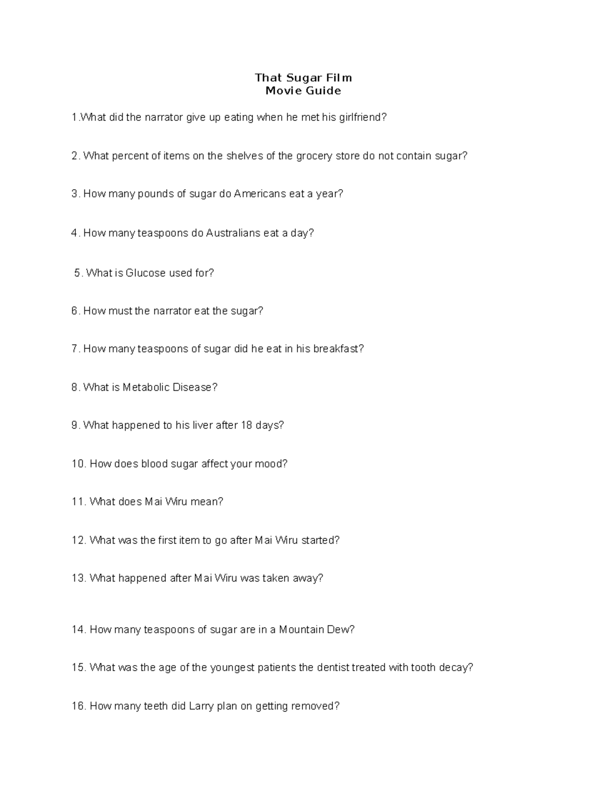That Sugar Film Movie Guide & Answer Key - Course Code: [XYZ123] - Studocu