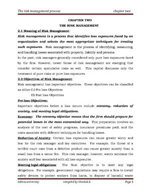 risk management and insurance - AAU - Studocu