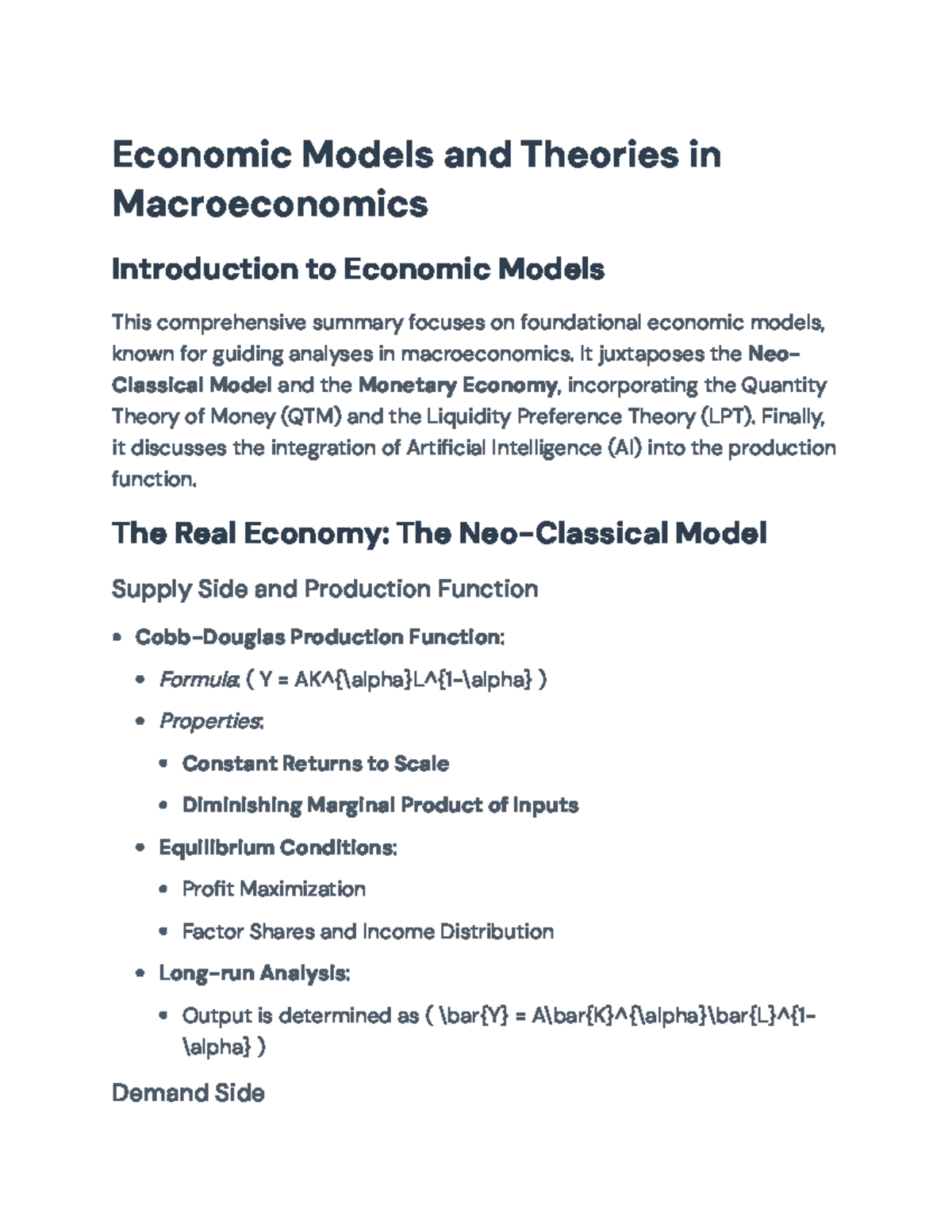 Foundational Economic Models in Macroeconomics (Course Code: 101 ...