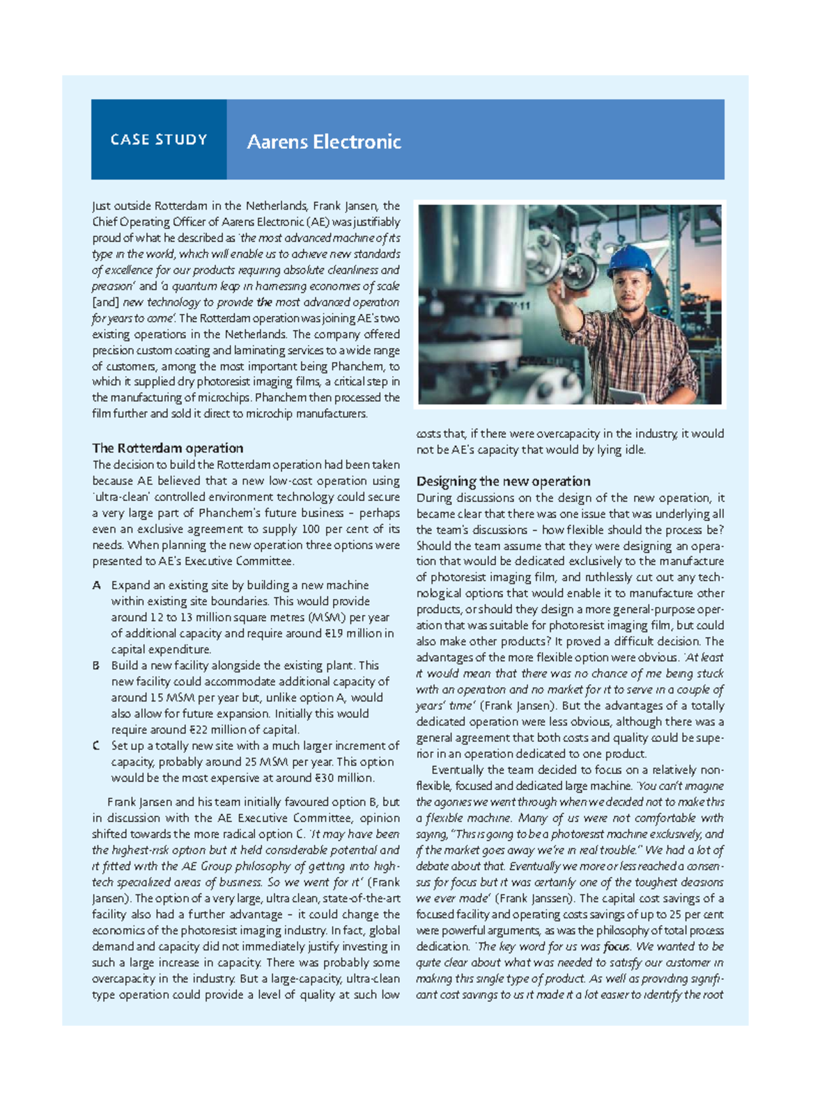 CASE STUDY S03: Aarens Electronic's Strategic Facility Decision - Studocu