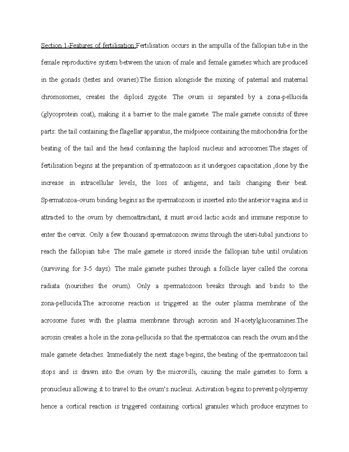 BIO Assignment: Fertilisation and Implantation in the Female ...