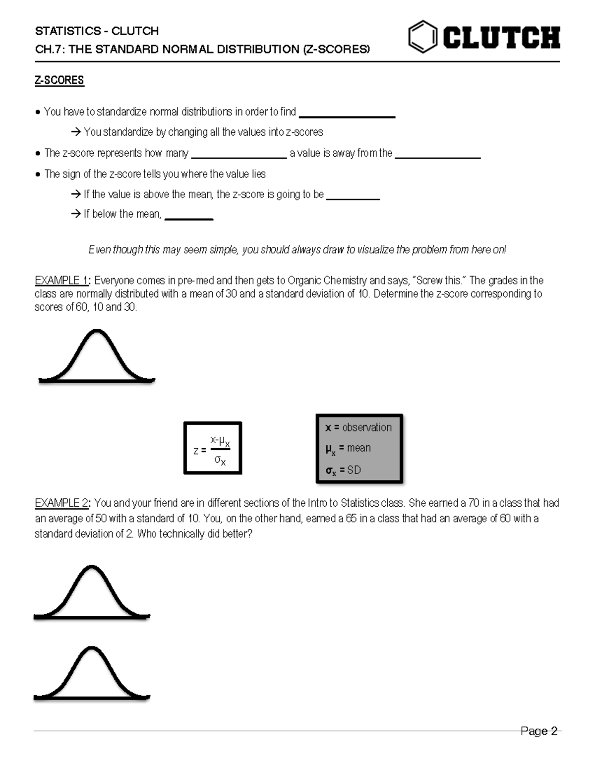 Clutch Chapter 7 - Standard normal distribution practice questions. - Z ...