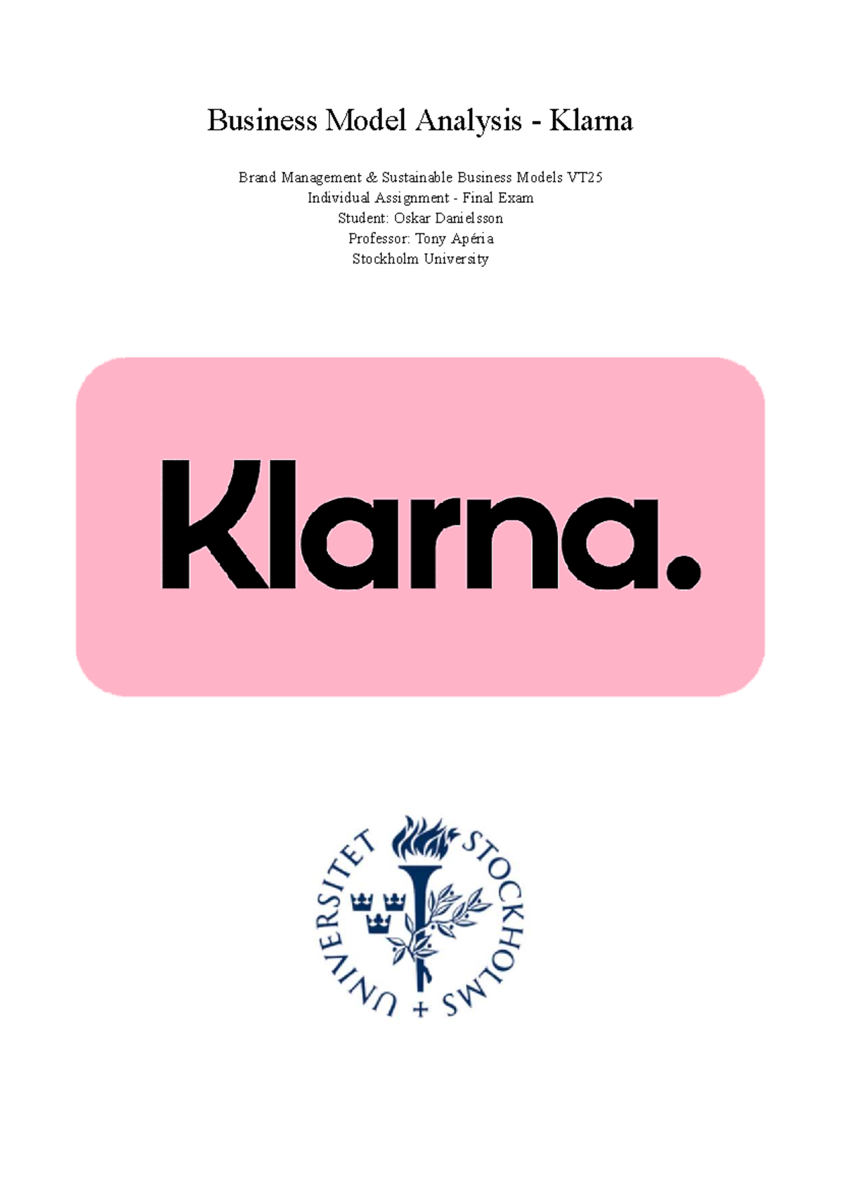 VT25 Business Model Analysis: Klarna's Sustainable Strategies for ...