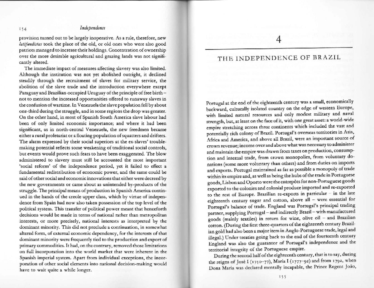The Independence of Brazil: An Analysis of Political and Economic ...