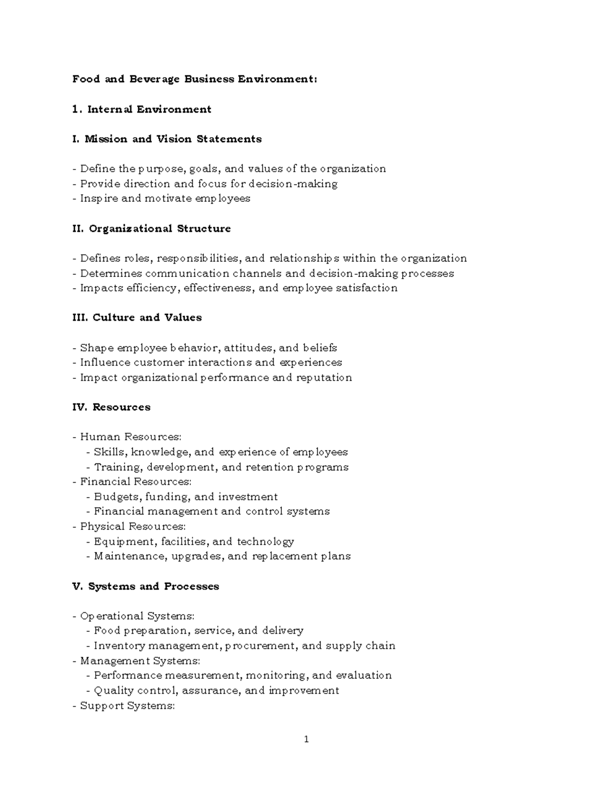 Food and Beverage Business Environment: Internal & External Factors ...