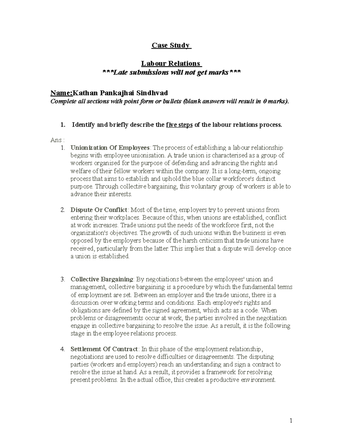Case Study: Labour Relations Process Overview and Grievance Procedures ...