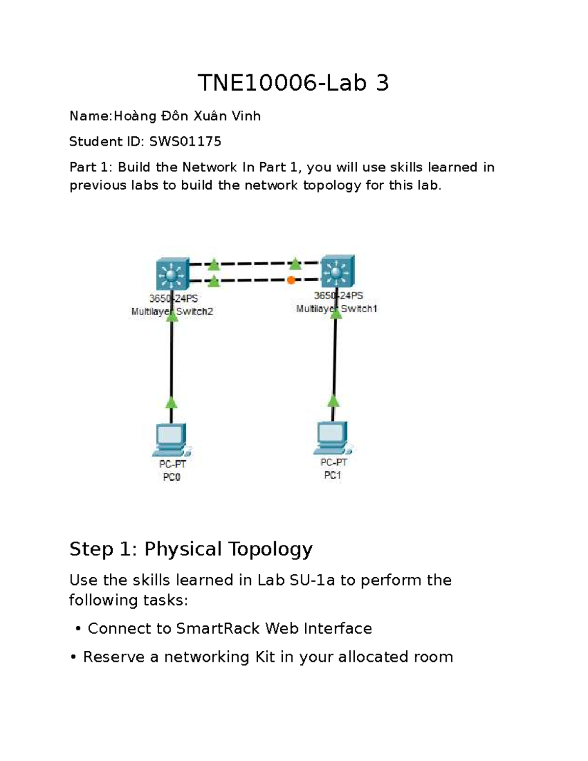 TNE10006 Lab 3: Network Topology & VLAN Configuration Guide - Studocu