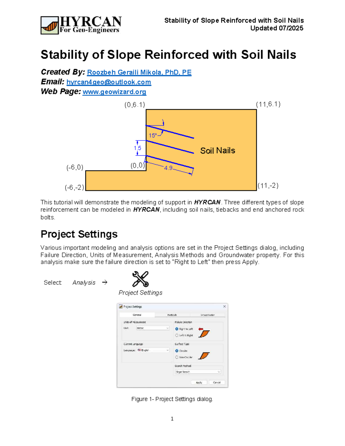 Tutorial 04: Stability of Slope Reinforced with Soil Nails in HYRCAN ...