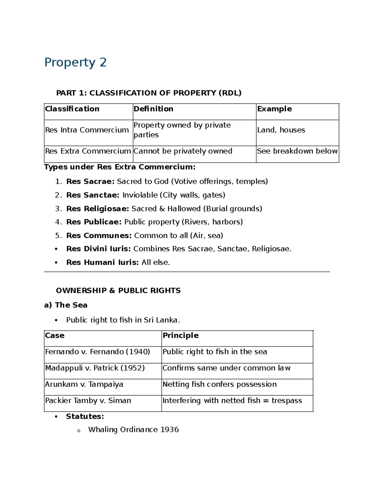 Property 2: Classification of Property and Ownership Rights (RDL) - Studocu