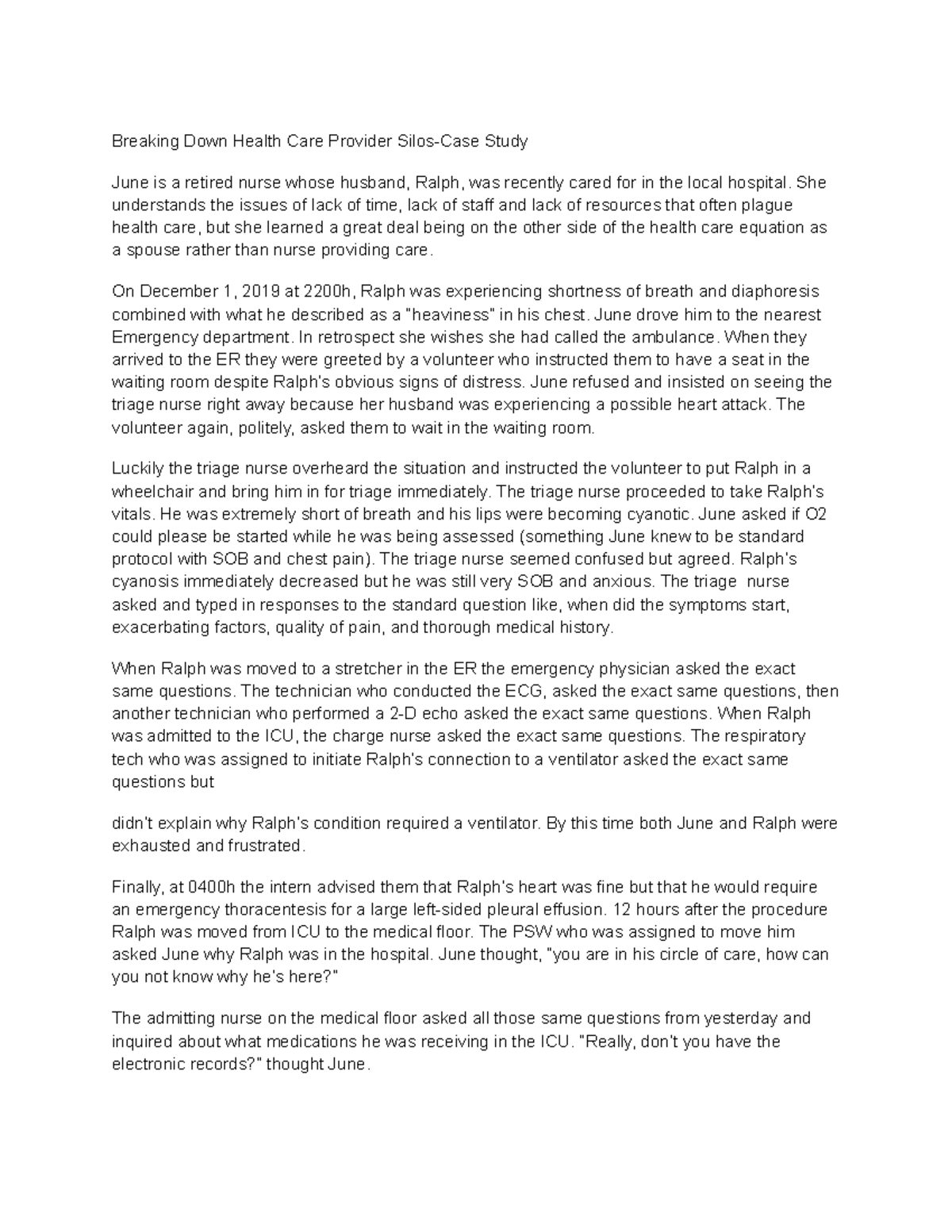 Breaking Down Health Care Provider Silos - A Case Study on Patient ...