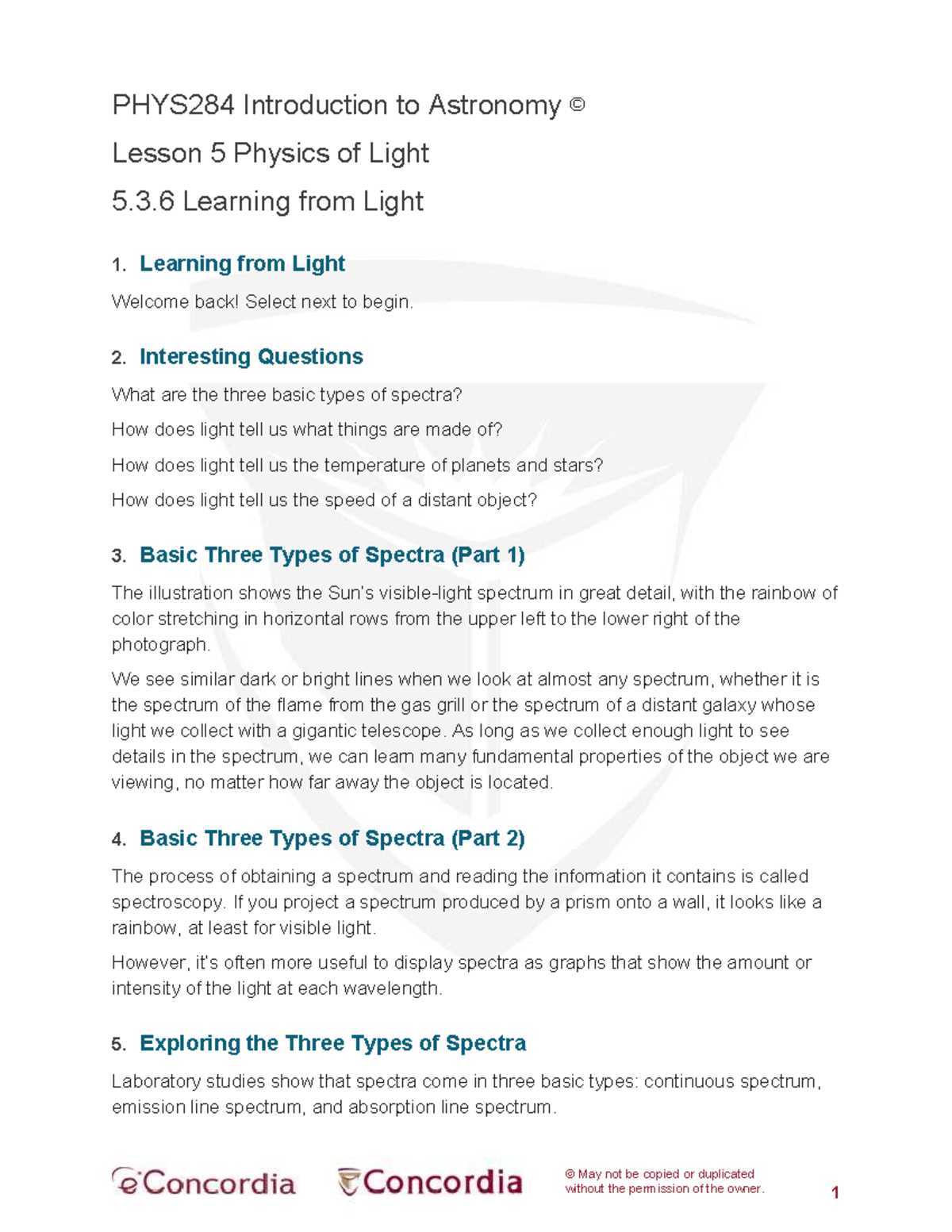 PHYS284 Lesson 5: Understanding the Physics of Light and Spectra - Studocu