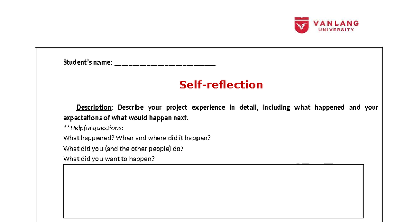 (MẪU) Phase 4 - Self-Reflection Project Experience Analysis - Studocu