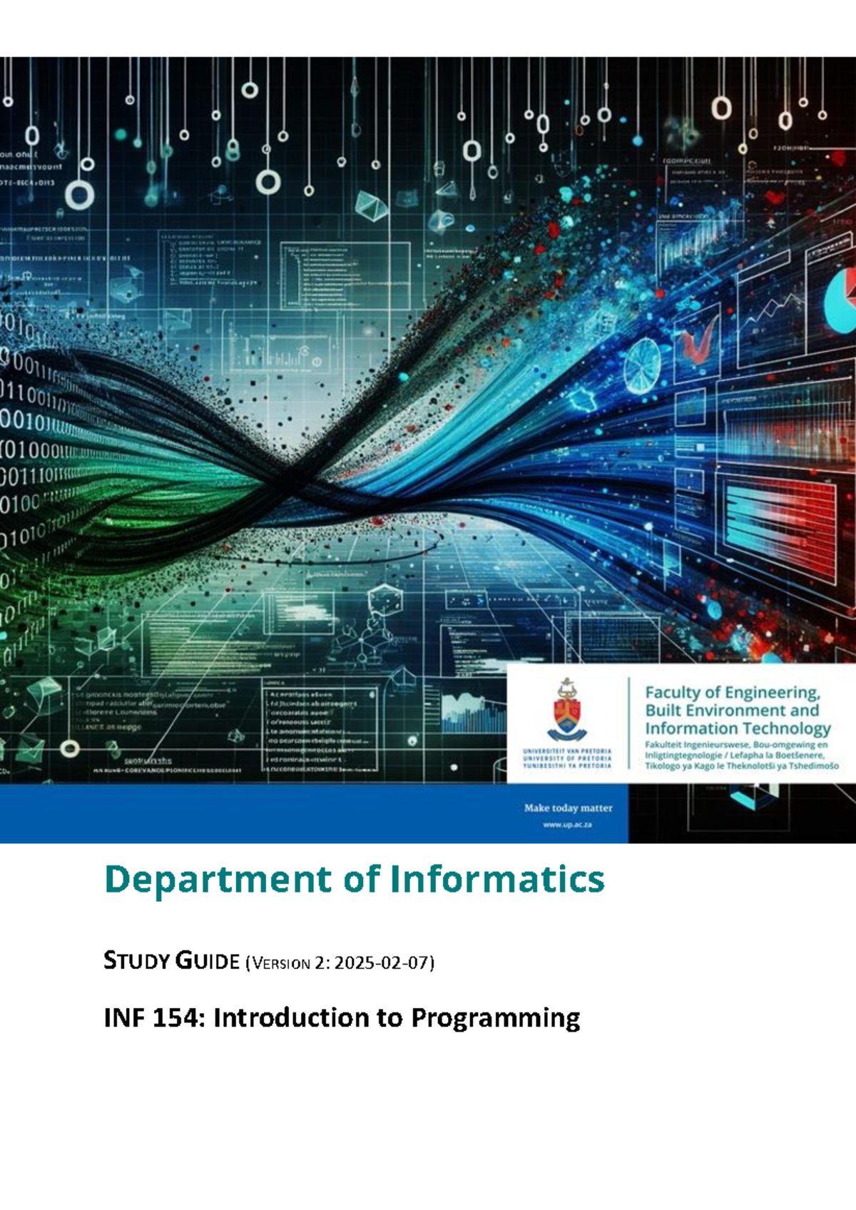 Study Guide INF154 2025 - Department of Informatics STUDY GUIDE ...