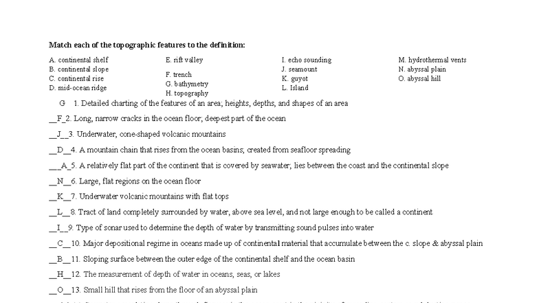 Sea Floor Topographic Features (Course Code: GEO101) - Studocu