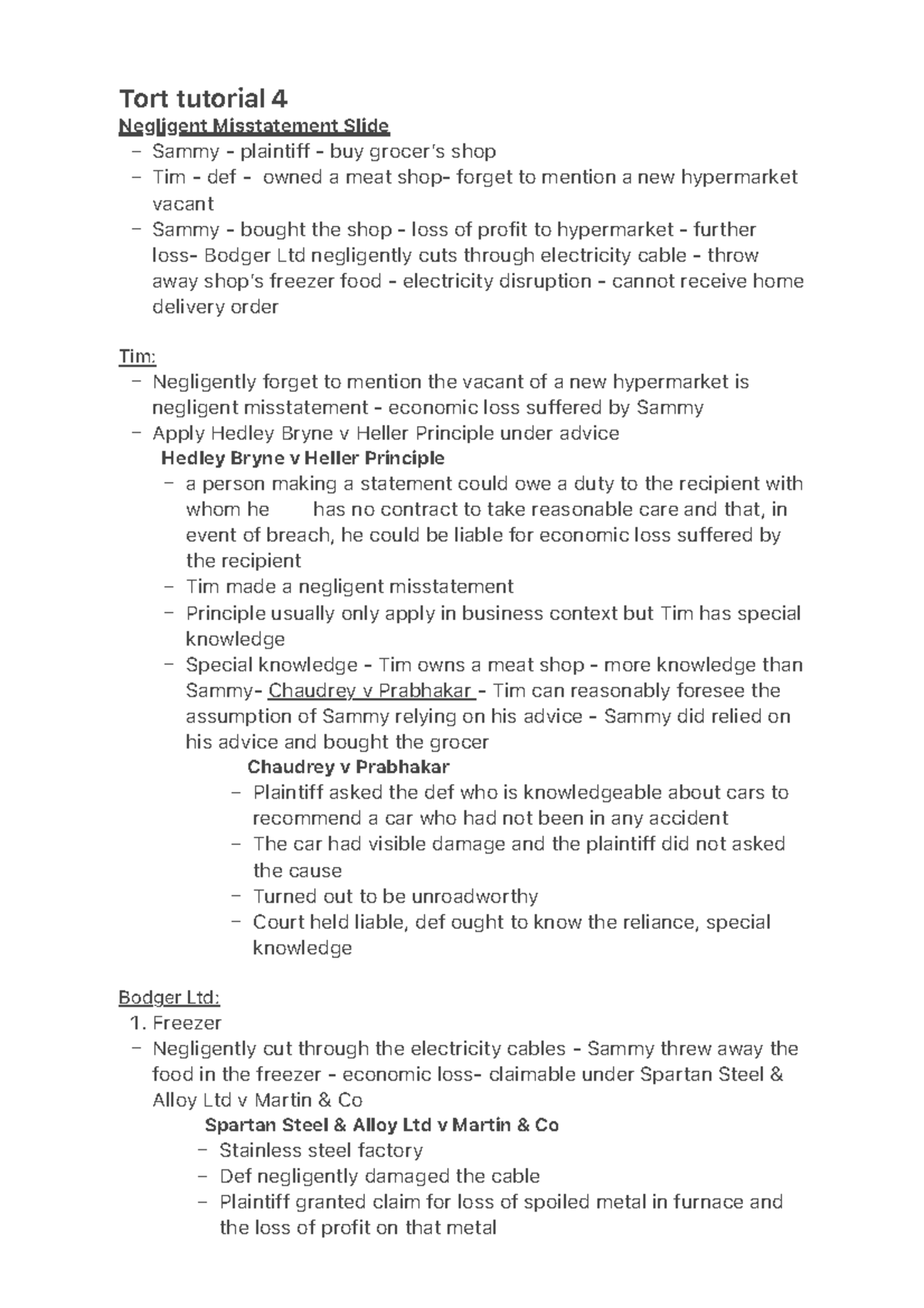 Tort tutorial 4 - – – – – – – – – – – – – – 1. – – – – Tort tutorial 4 ...