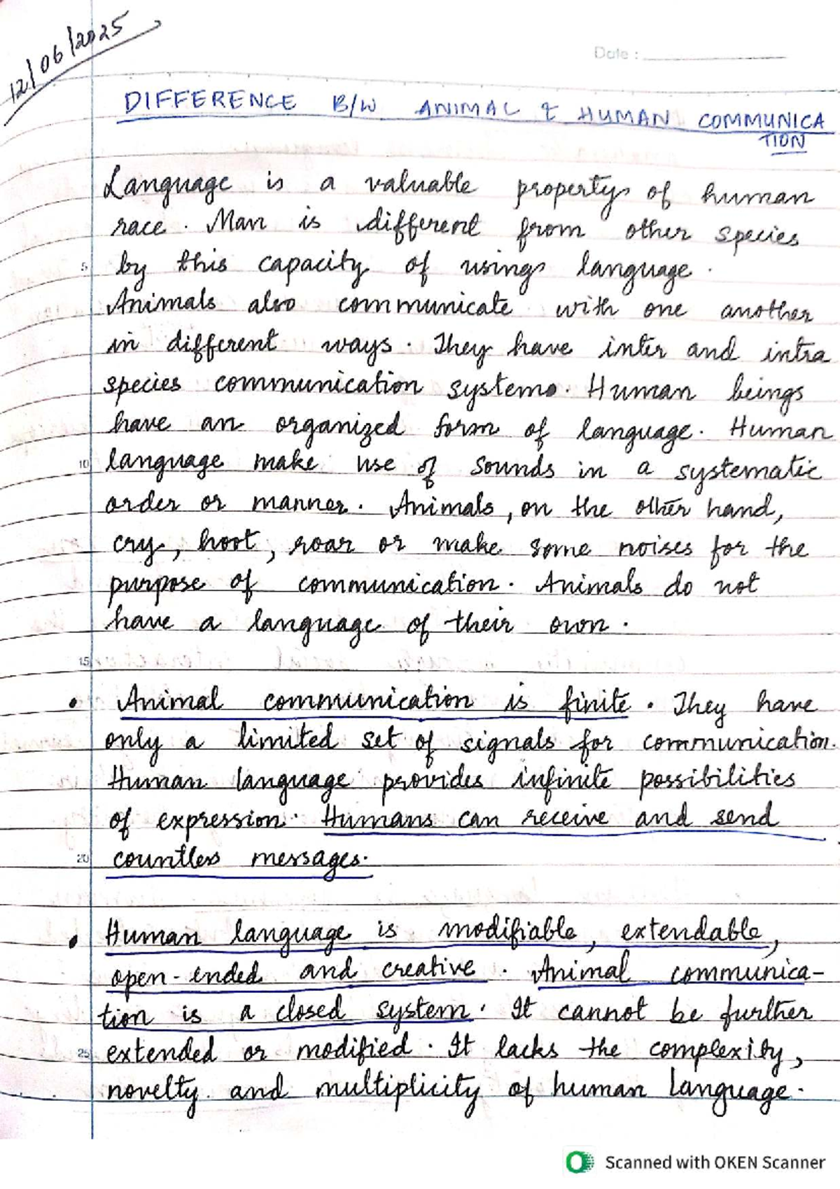 Differences Between Animal and Human Communication: A Study - Studocu