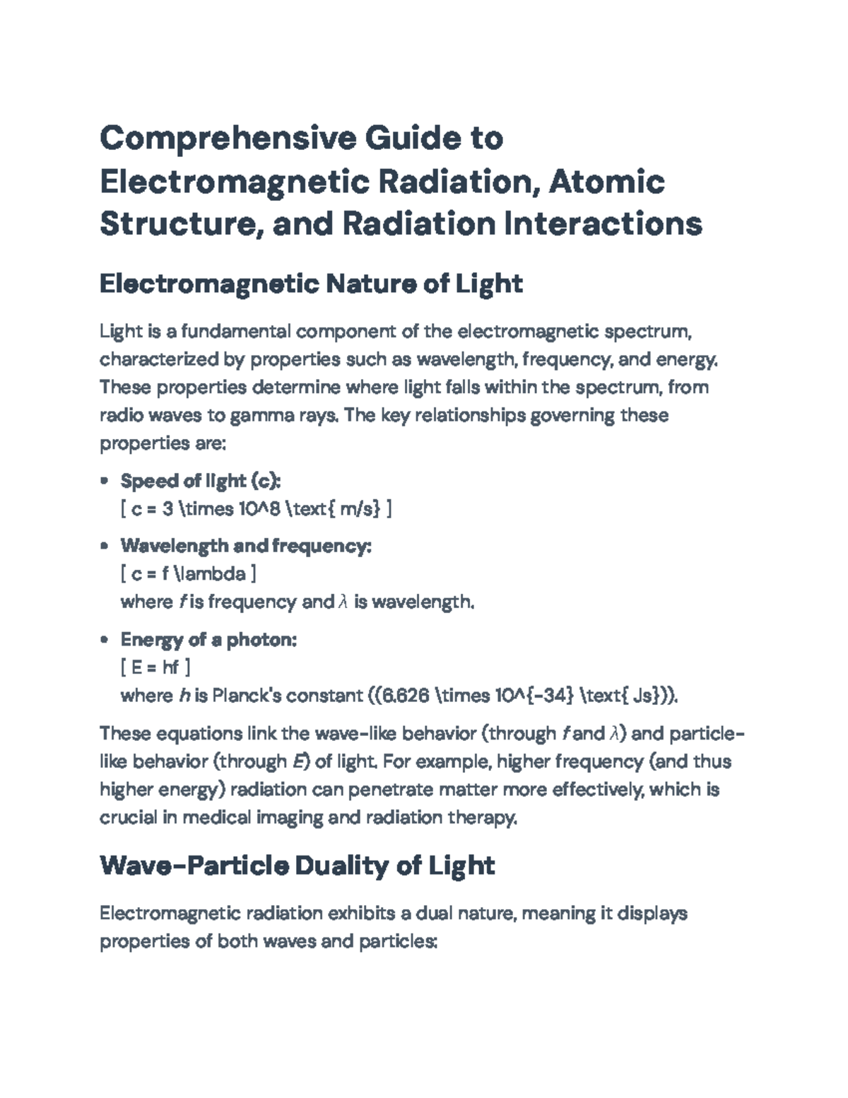 Comprehensive Overview of Electromagnetic Radiation & Atomic Physics ...