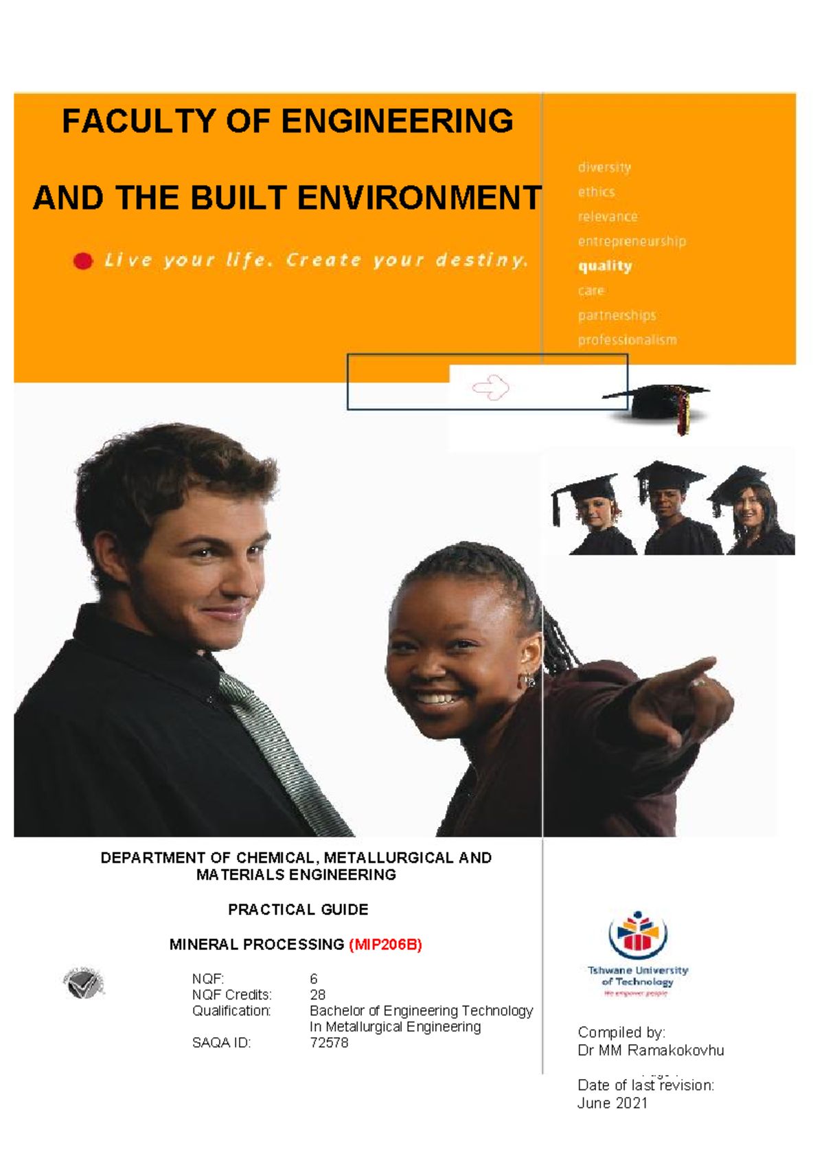 BEng Practical Guide Mineral Processing 2021 - Page 1 DEPARTMENT OF ...