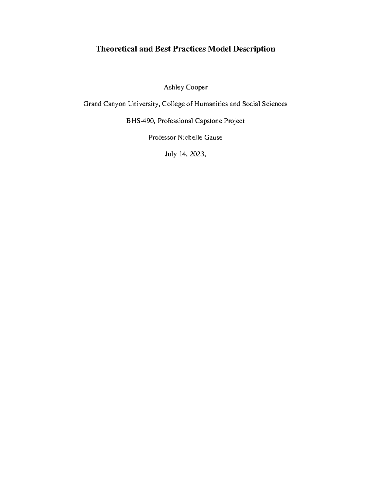 Theoretical and Best Practices Model Description - Early intervention ...