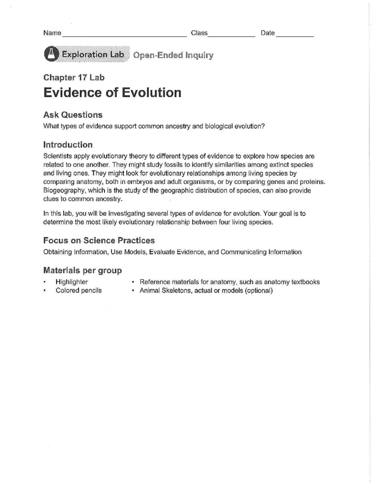 Kami Export - Matthew Pallas - Evidence of Evolution Activity 3 - Name ...