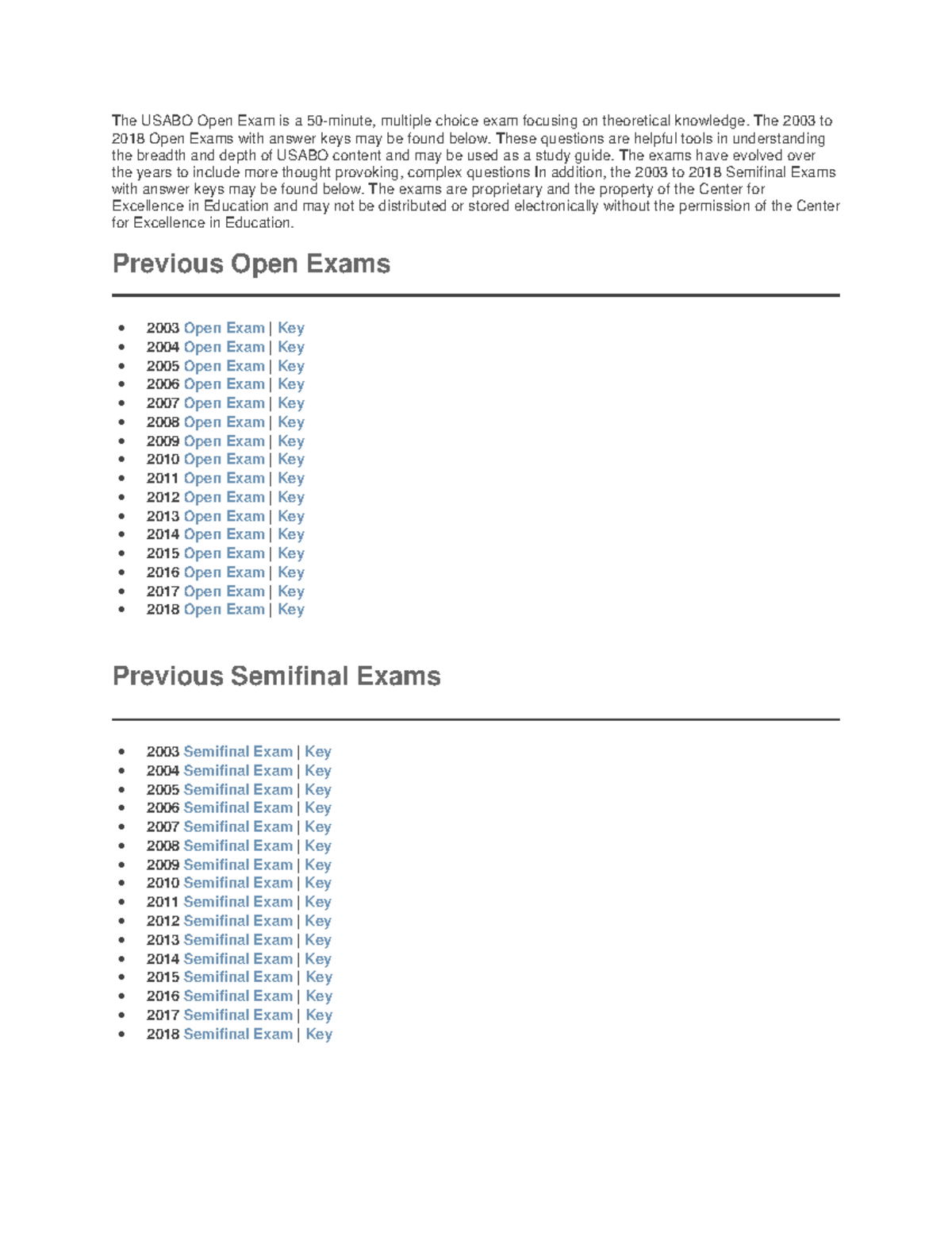 USABO Open & Semifinal Exam Keys (2003-2018) Study Guide - Studocu