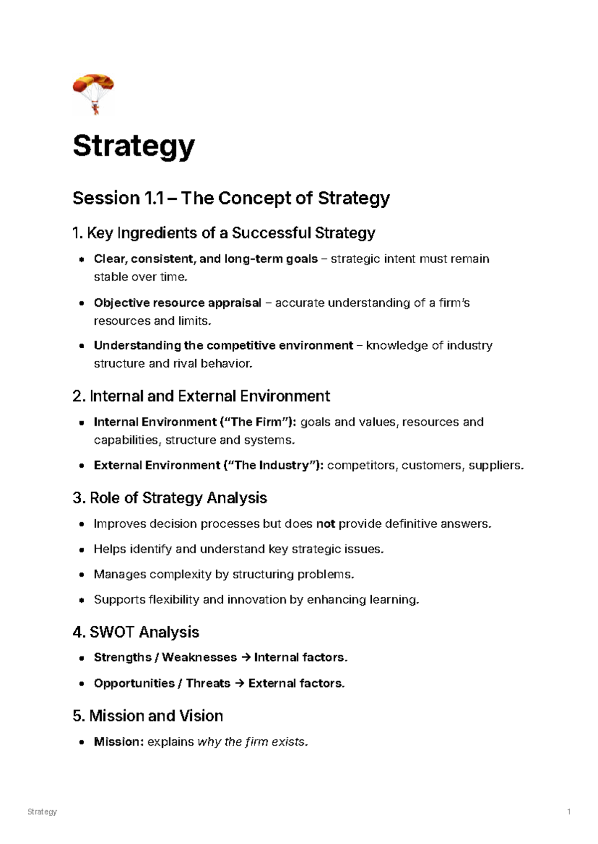 Strategy Summary: Key Concepts and Frameworks for Success - Studocu