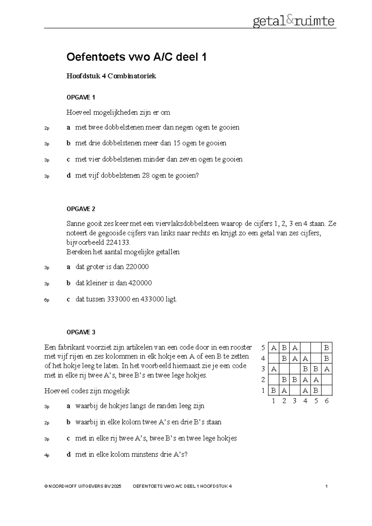 GR13 VAC1 H04 Oefentoets Combinatoriek en Mogelijkheden - Studeersnel